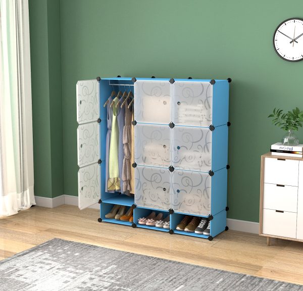 IWE Modular Plastic Wardrobe DIY Storage Cabinet with Resin Panels